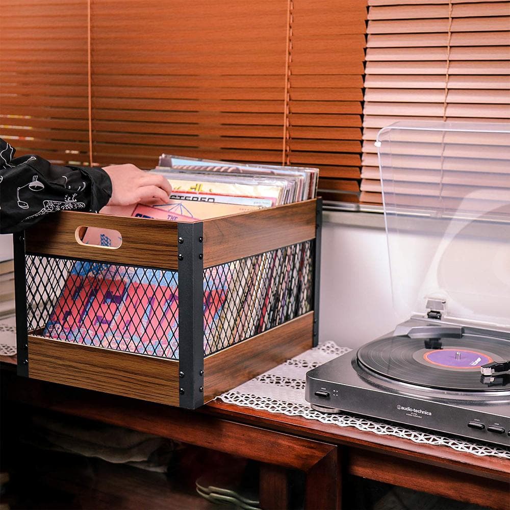 Vinyl Record Storage Case, Exquisite Metal Wood | X-cosrack