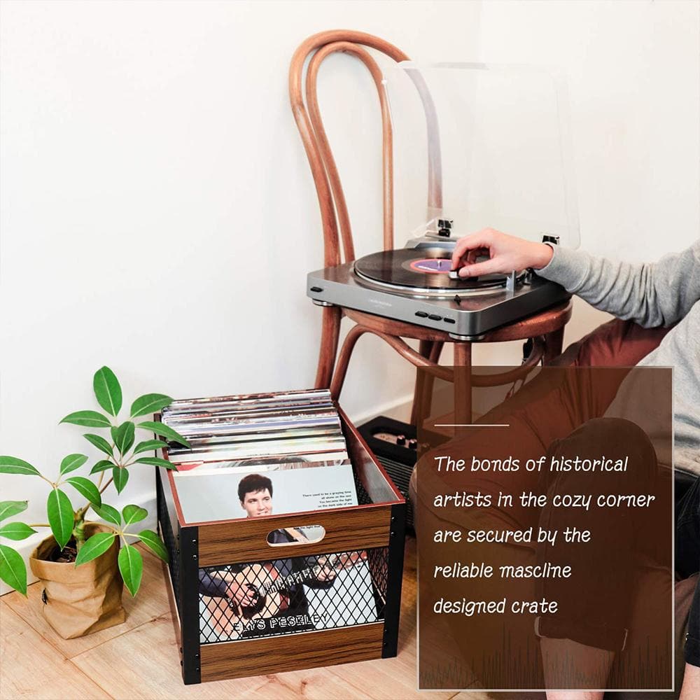Vinyl Record Storage Case, Exquisite Metal Wood | X-cosrack
